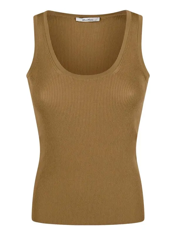 Max Mara Sleeveless Ribbed Knit Pullover - Brown