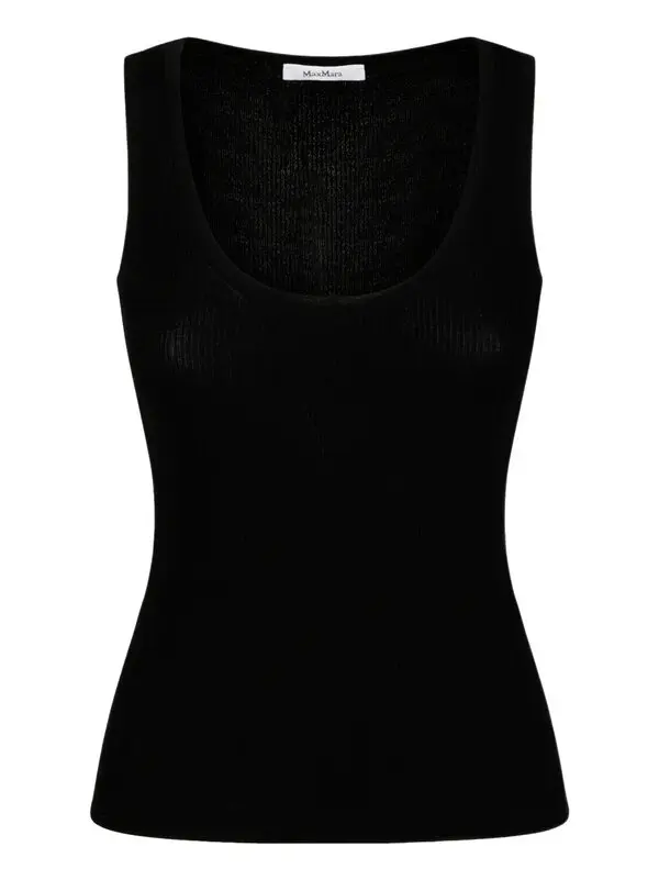 Max Mara Sleeveless Ribbed Knit Top - Black
