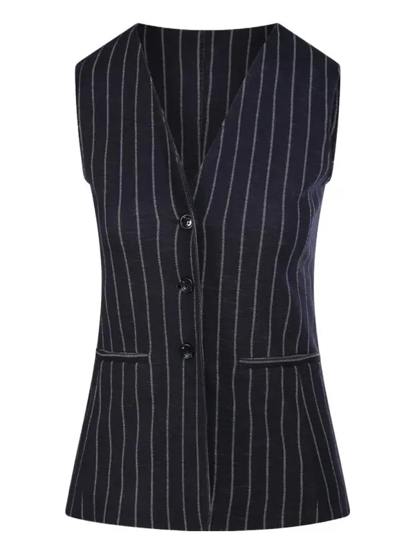 Max Mara Riccio Striped Button-up Vest - Black