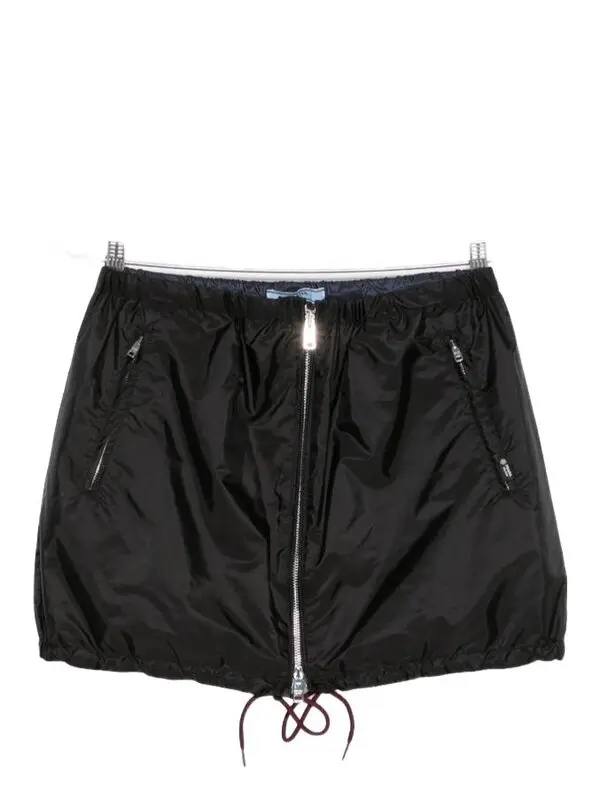 Prada Re-nylon Mini Skirt With Drawstring Details - Black
