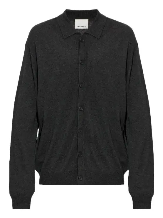 Isabel Marant Étoile Long-sleeved Button-down Cardigan With Lapel Collar - Anthracite