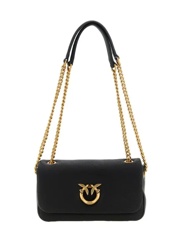 Pinko Love Birds Foldover Shoulder Bag - Black