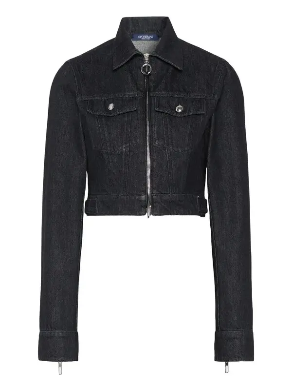 Sportmax Fitted Waist Denim Jacket - Black