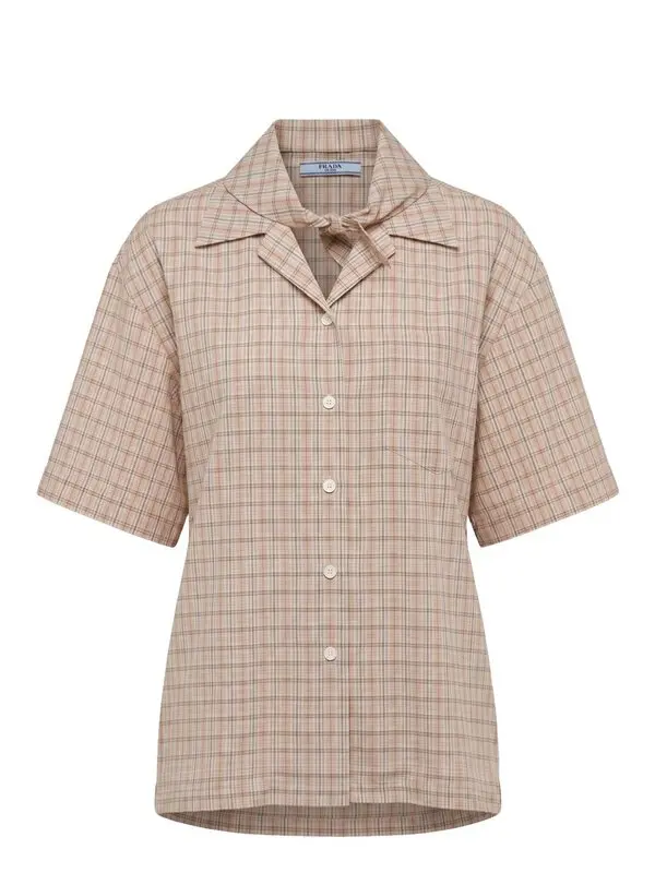 Prada Short Sleeve Checked Shirt - Nude