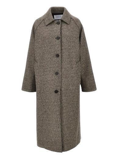 Harris Wharf London Houndstooth Single-breasted Coat - Green