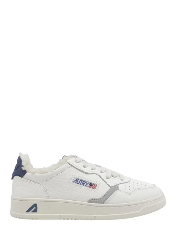 AUTRY Round-toe Lace-up Sneakers With Fleece Lining - White