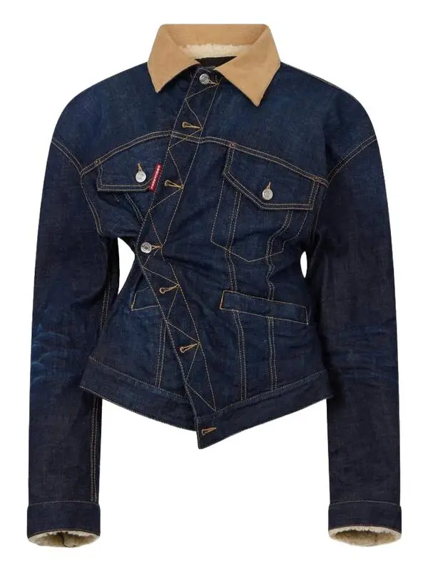 Dsquared2 Dark Urban Wrap Oversized Jean Jacket - Blue