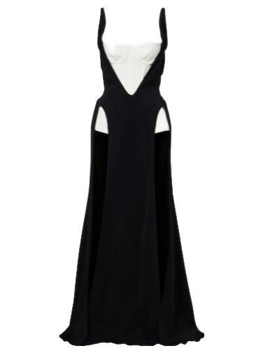 MUGLER Re/edit Jeu De Paume Crêpe Gown - Black