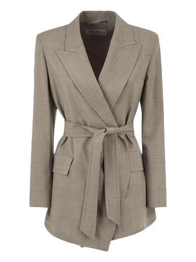 Max Mara Checked Belted Blazer - Beige