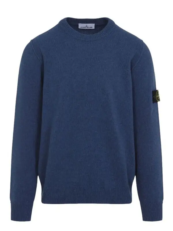 Stone Island Long-sleeved Knitted Pullover - Blue