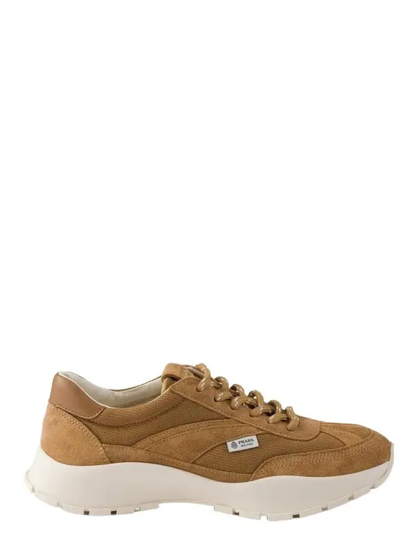 Prada Mesh Fabric And Suede Sneakers - Cinnamon