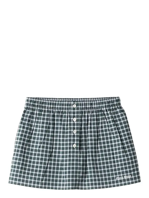 Miu Miu Plaid Mini Skirt - White/green