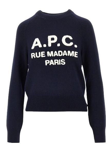 A.p.c. Logo Embroidered Raglan-sleeve Sweater - Black