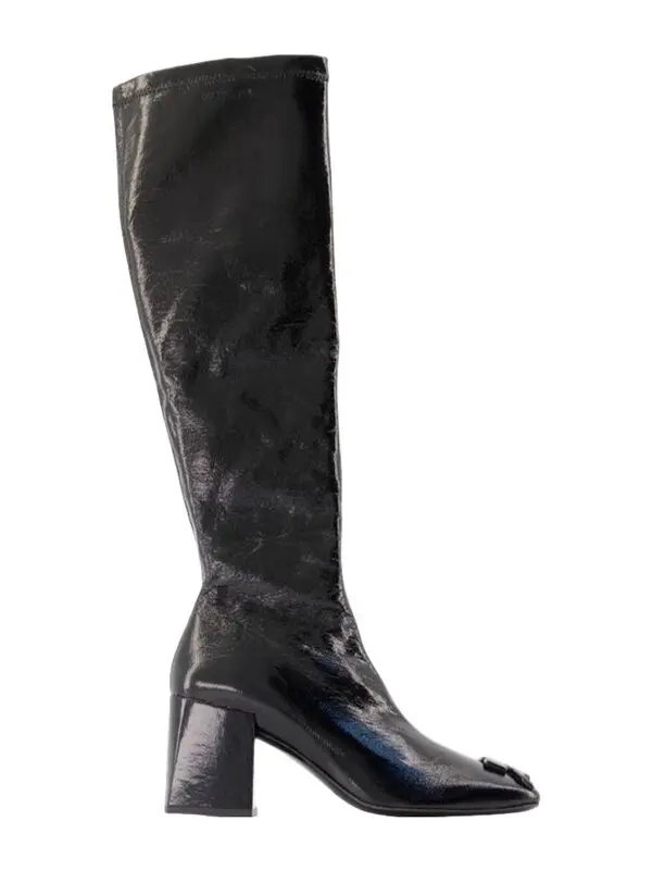 COURREGES Square Toe High Heel Boots - Black