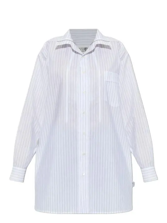 MAISON MARGIELA Striped Long Sleeve Shirt - Light Blue