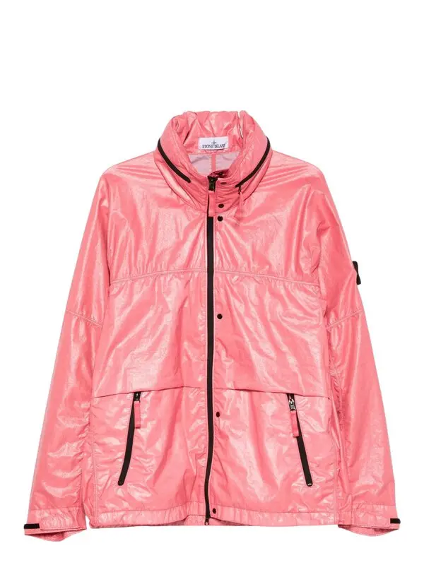 Stone Island Logo-patch Metallic Finish Jacket - Geranium