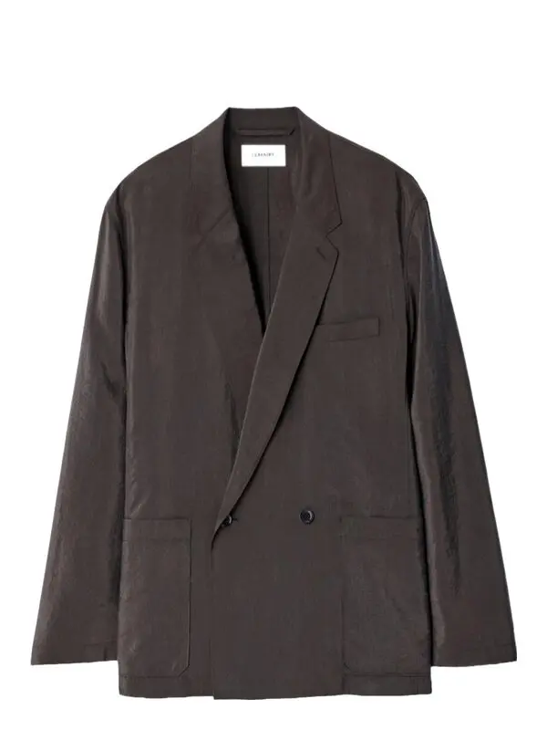 LEMAIRE Light Double-breasted Jacket In Dry Silk - Licorice