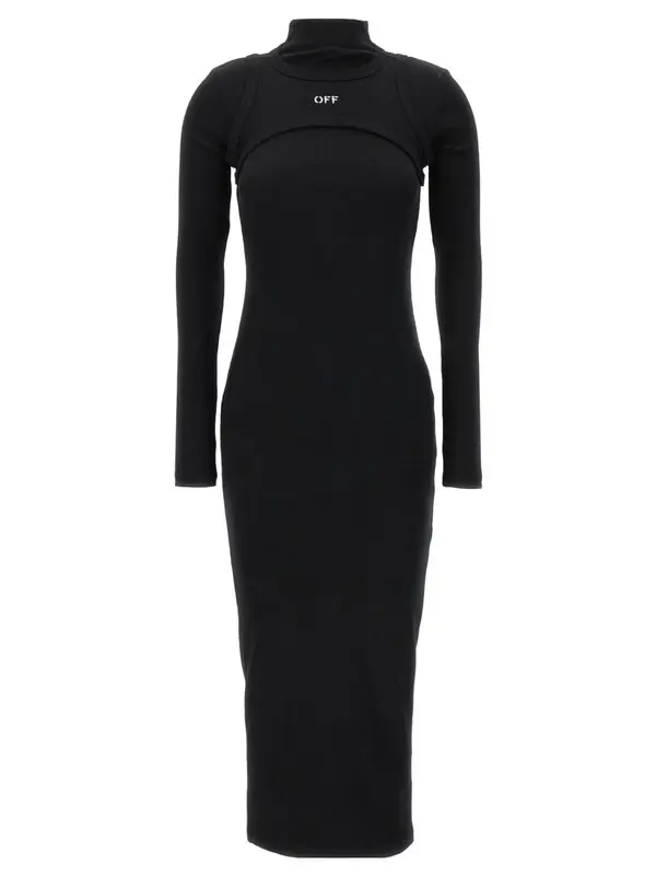 Off-White Off Stamp Rib Dress - Black
