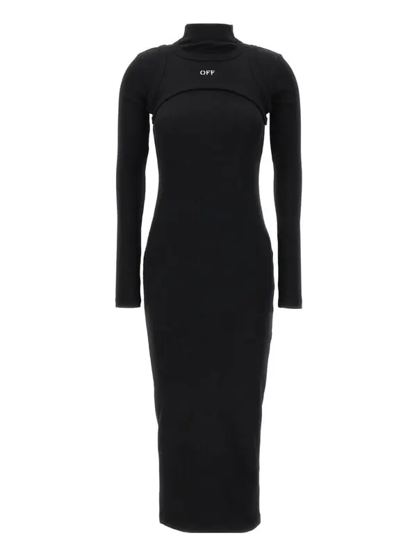 Off-White Off Stamp Rib Dress - Black