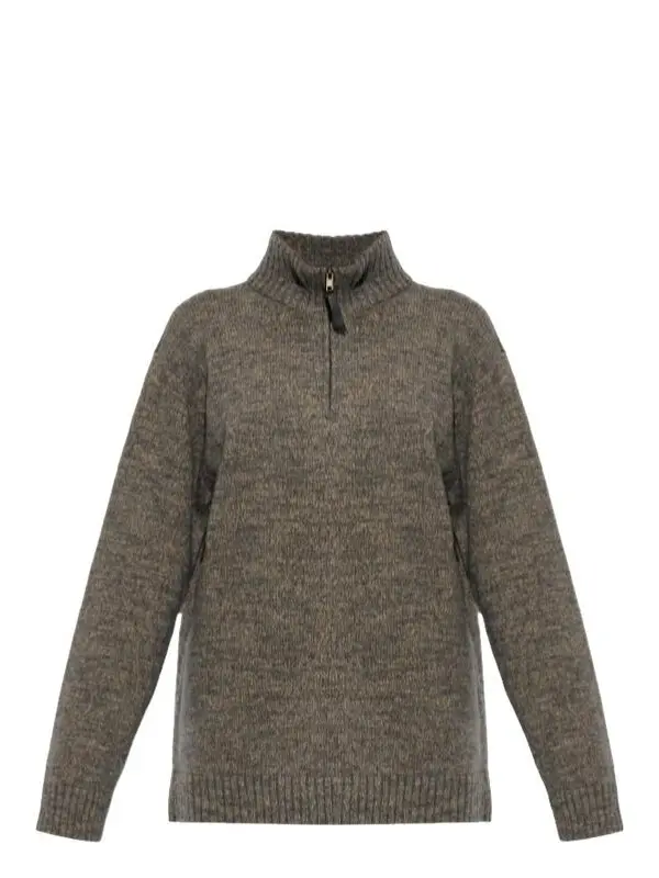 MAISON MARGIELA Zip Stand-collar Knitted Sweater - Grey