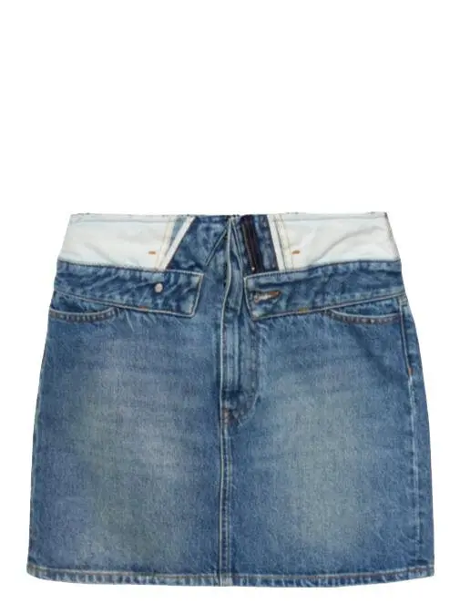 MAISON MARGIELA Distressed Effect A-line Denim Skirt - Blue