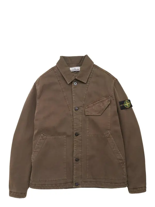 Stone Island Casual Shirt Jacket With Lapel Collar And Button Closure - Brown