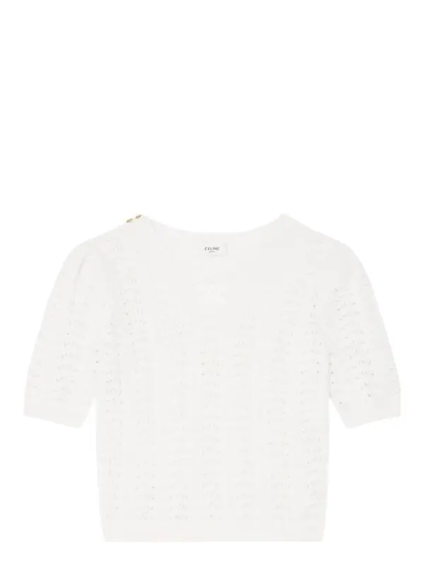Celine Cotton Pointelle Top - White