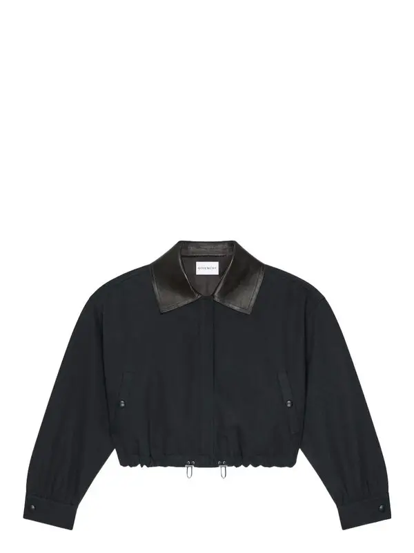 Givenchy Cotton And Wool Jacket With Leather Collar - Black