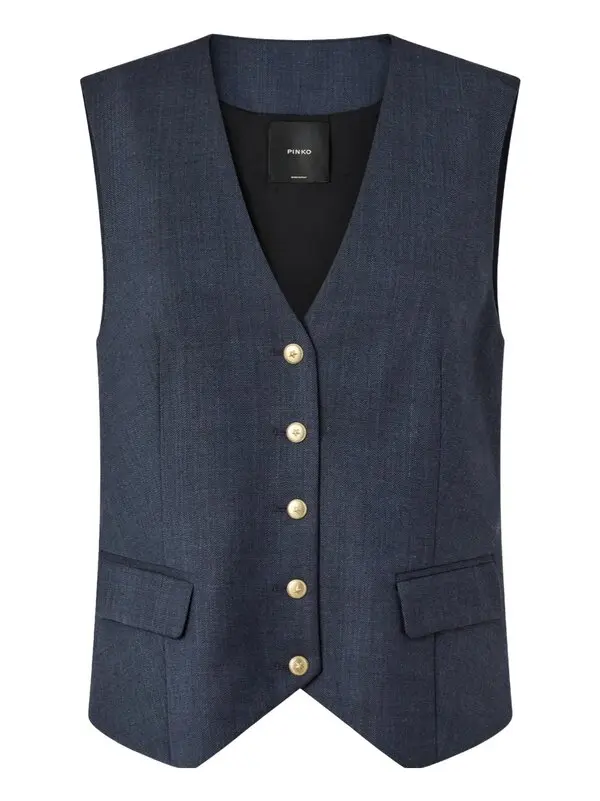 Pinko V-neck Buttoned Gilet - Black