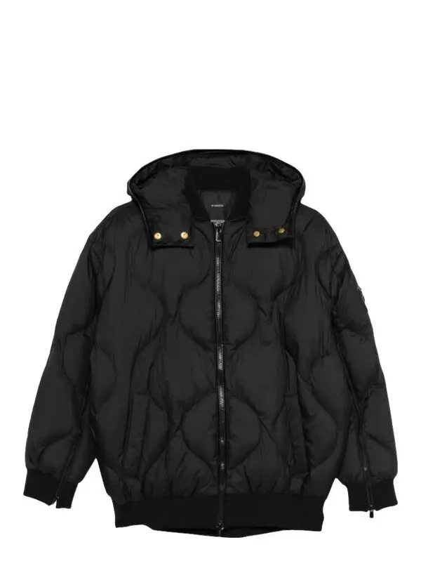 Pinko Quilted Bomber Jacket With Detachable Hood - Black