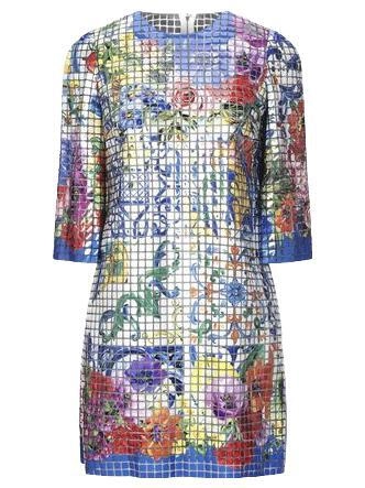 Dolce & Gabbana Polyester Mini Dress With Floral Design - Blue