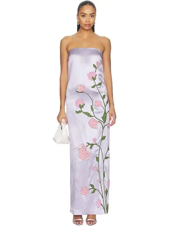 LA FUORI Whispering Tapestry Maxi Dress - Blue