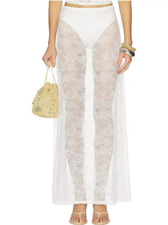 RUNAWAY THE LABEL Jenna Lace Maxi Skirt - White