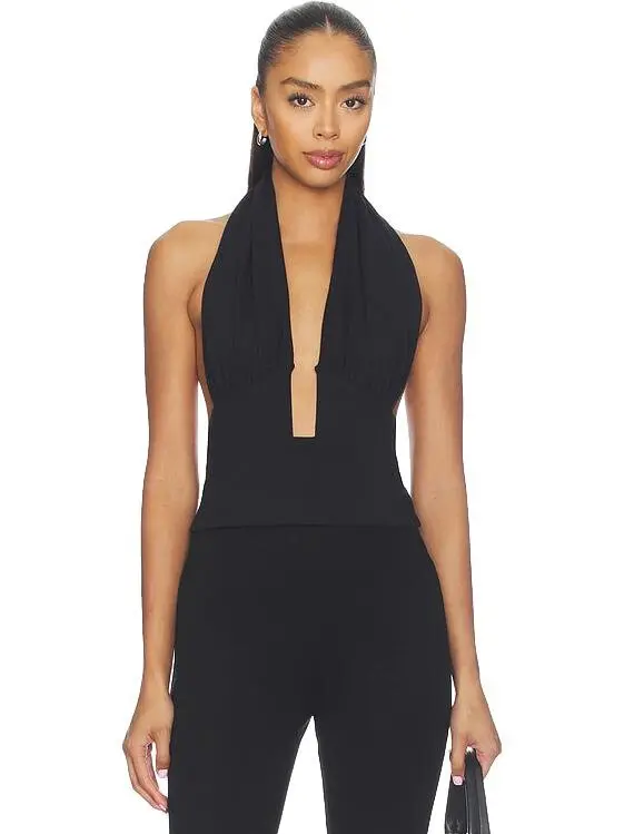 Susana Monaco Halter Gathered Top - Black