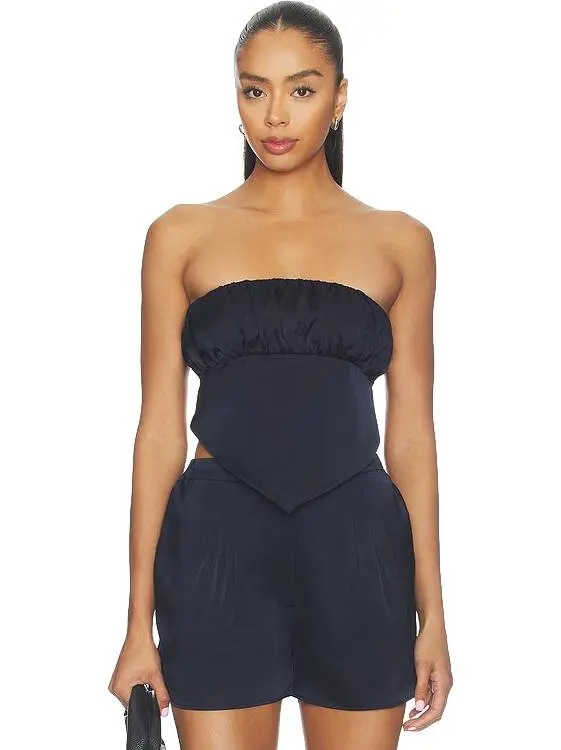 Susana Monaco Satin Scarf Tube Top - Midnight