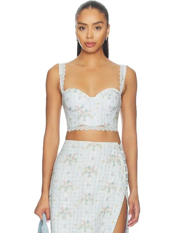 Agua Bendita Jovie Bleu Top In Blue - Multicolor