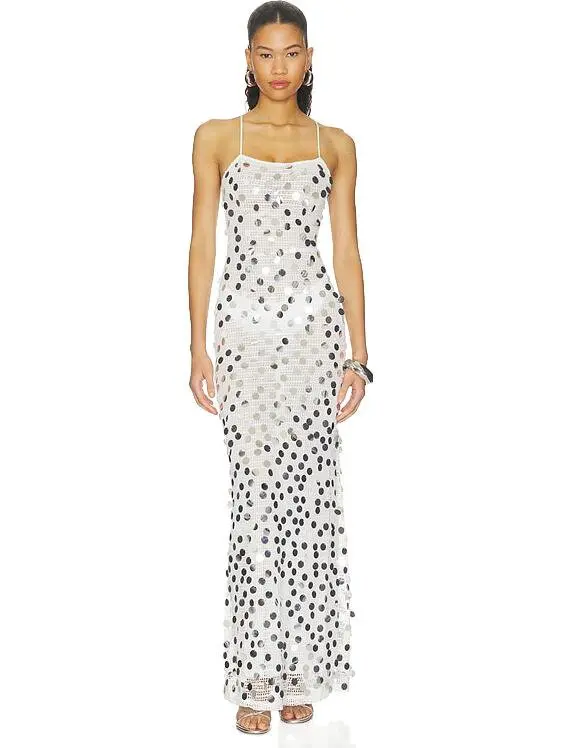 Superdown Arna Maxi Dress With Sequin Embellishments - White