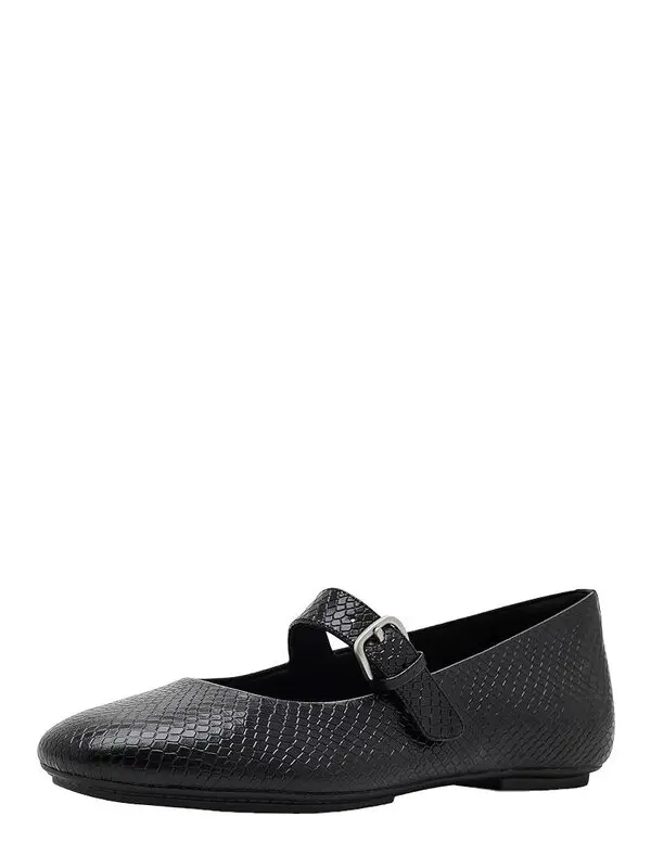 Fitflop Delicato Snake Mary Jane Flat Shoes - Black