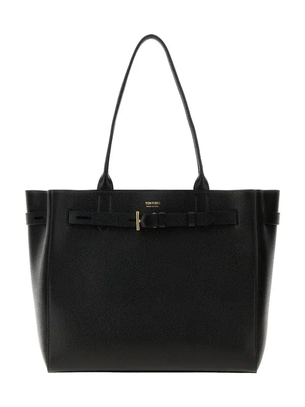 TOM FORD Grained Leather Shopping Bag - Black