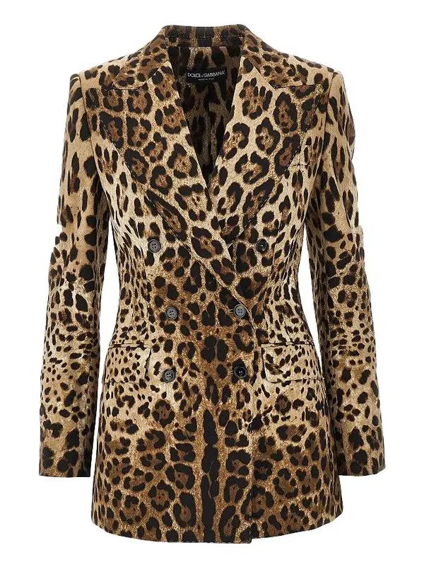 Dolce & Gabbana Double-breasted Animal Print Jacket - Multicolor