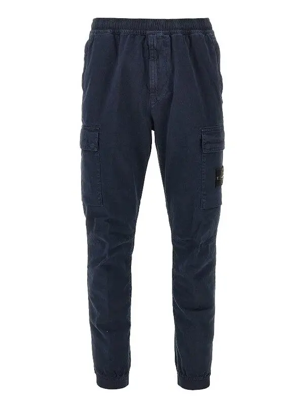 Stone Island Cotton Cargo Pants With Logo Badge - Blue