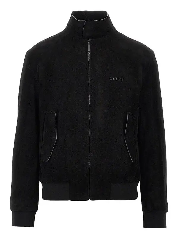Gucci Suede Leather Bomber Jacket - Black