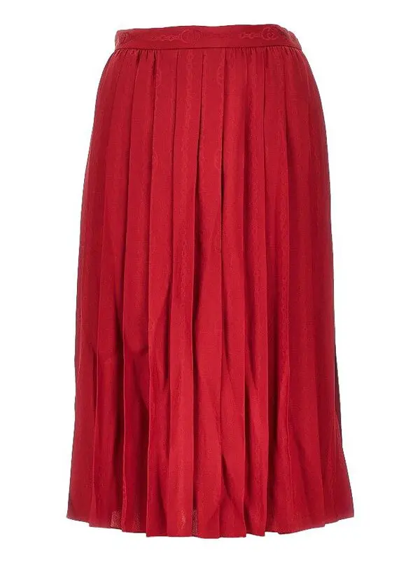 Gucci Jacquard Silk Midi Skirt - Red