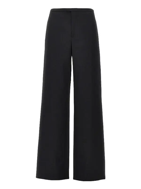 Gucci Wool Twill Wide Leg Pants - Black