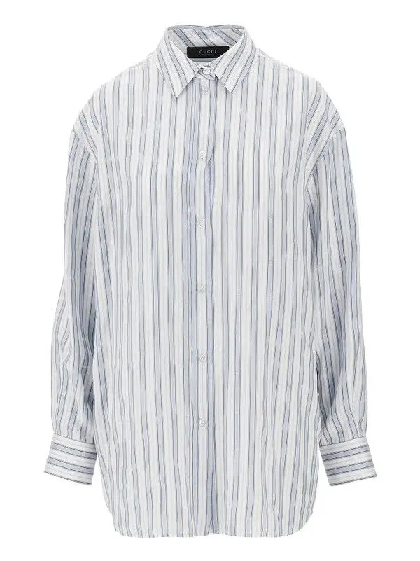 Gucci Striped Jacquard Bayadère Silk Shirt - Blue