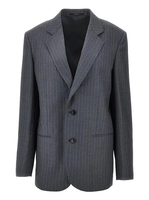 Gucci Pinstriped Wool Oversized Blazer - Grey