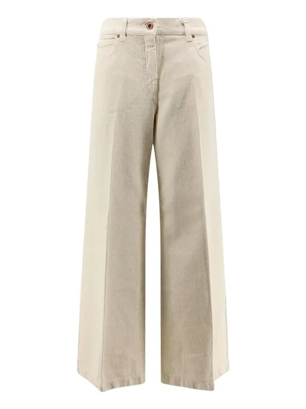 Aspesi Denim Trousers With Back Logo Patch - Beige