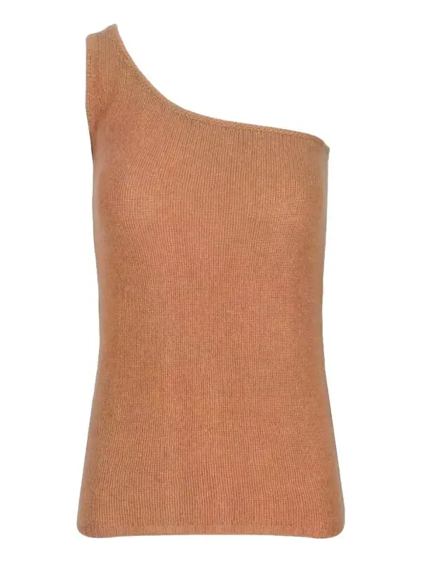 LA ROSE One-shoulder Knitted Top - Brown