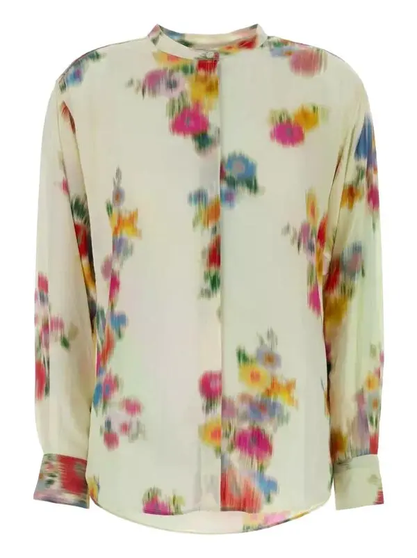 MARANT ETOILE Floral Print Band Collar Shirt - Neutrals