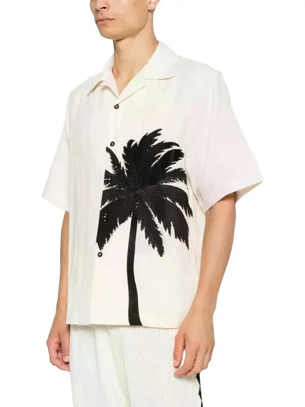 Commas Palm-embroidered Shirt - Neutrals
